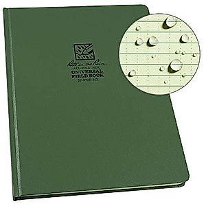 Rite in the Rain Weatherproof Hard Cover Notebook, 8 3/4" x 11 1/4", Green Cover, Universal Pattern (No. 970F-MX)