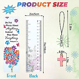 30 Pieces Christian Bookmarks for Mother Bible Verses Inspirational Scripture Bookmark Motivational Positive Flower Marker Encouraging with Cross Pendant for Church Religious Present, 2 x 7 Inch