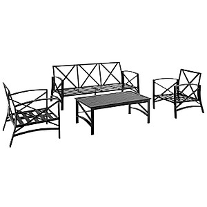 Crosley Furniture Kaplan 4-Piece Outdoor Sofa Patio Furniture Set, Conversation Sets for Porch, Deck, Oiled Bronze with Oatmeal Cushions