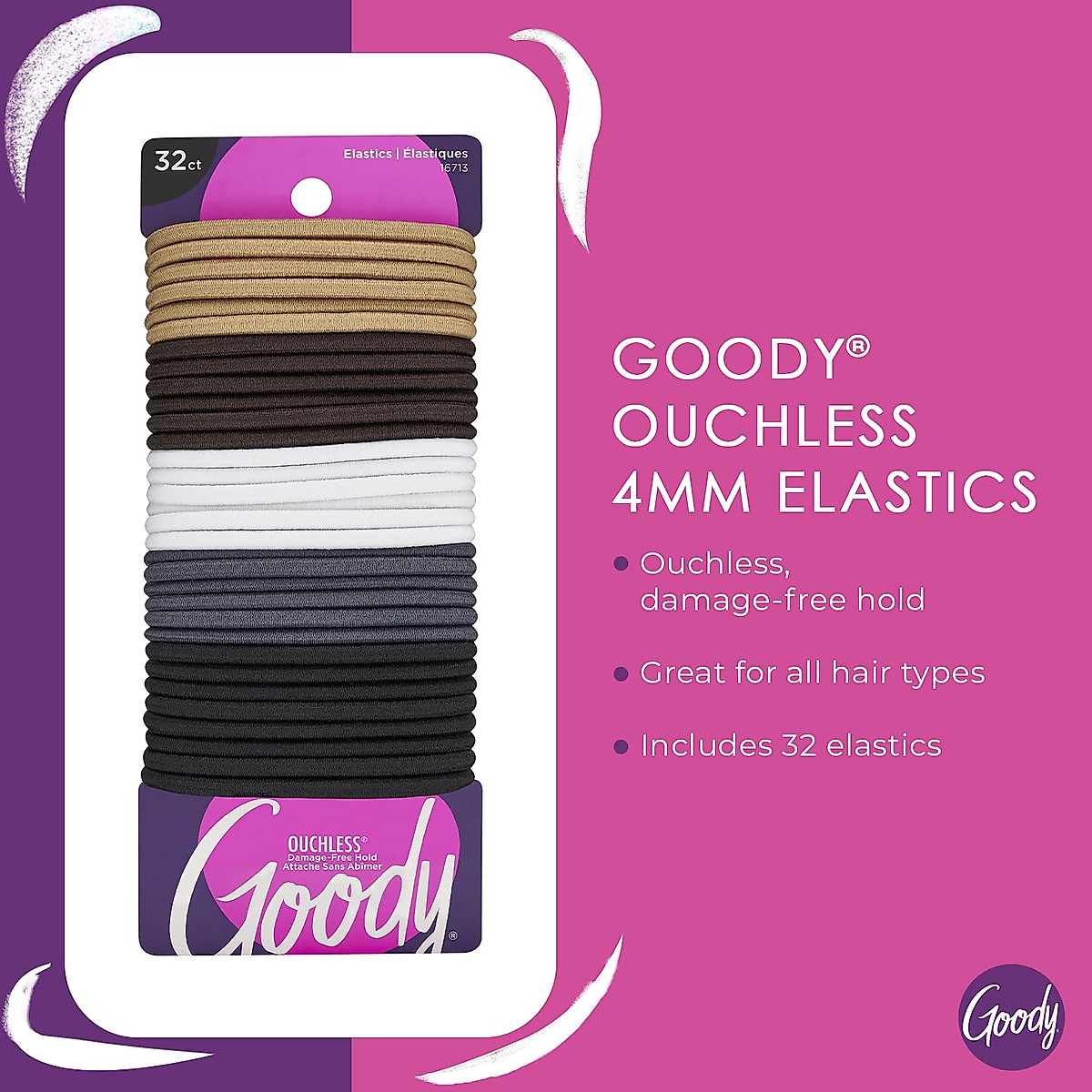 GOODY Women's Braided Elastic Hair Tie, 10 Count, Java Bean Neutral - 4MM for Medium Hair, Ouchless Pain-Free Hair Accessories, Perfect for Long Lasting Braids, Ponytails and More