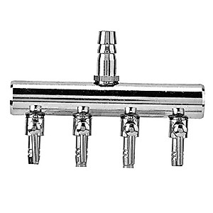Tnfeeon Aquarium Air Pump Regulating Valve, Stainless Steel Aquarium Fish Tank Air Pump Valve 8mm Turn to 4mm Splitter Control Valve(4 Way)