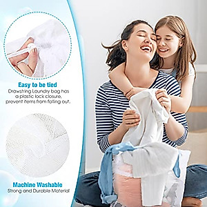 Xinnun 12 Pack Mesh Laundry Bag Drawstring Heavy Duty Bag Bulk, 24 x 36 Inches Durable Machine Washable Storage Bag for Factories, College, Dorm and Apartment Dwellers, White