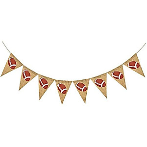 Burlap Banner Football Printed Hanging Banner Bunting Garland for Sport Theme Bunting Garland Party Decor