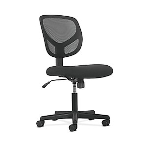 HON BSXVST101 Sadie Swivel Mid Back Mesh Task Without Arms-Ergonomic Computer/Office Chair (HVST101), Black