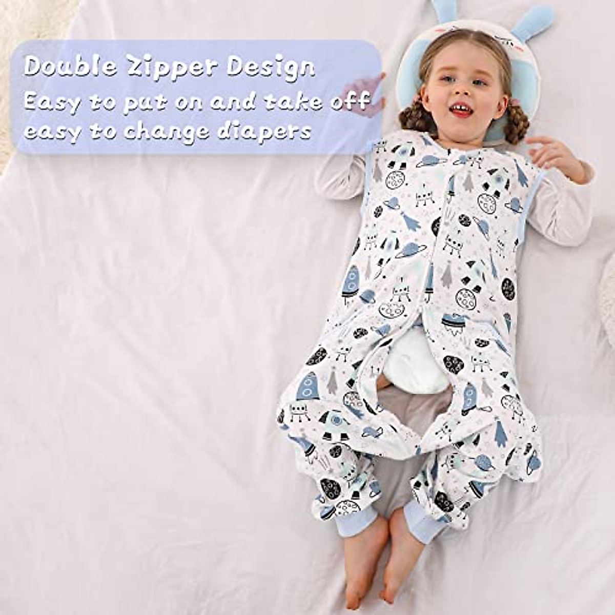 Toddler Sleep Sack, Sleep Sack 2t-3t, Light Weighted Sleep Sack Baby Wearable Blanket, Toddler Baby Sleep Sacks with Feet, Sleeveless Soft Toddler Sleeping Sack