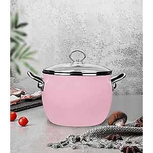 GFHVDC Pasta Pot Nonstick Cookware Enamel Stock Pot with Lid Large Cooking Pot Flat Bottom Stew Pot for Soup, Stew, Canning Induction Pasta Pot, for Stove Non Stick Soup Pot,Pink
