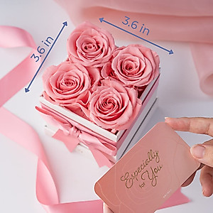 AROMEO Pink Roses, A Gift That Lasts | Fresh Flowers for Delivery, Mothers Day Gifts, Mom, Girlfriend, Wife, Mother, Birthday, Women Gift. Preserved Fresh Cut Zero Maintenance Roses with Box