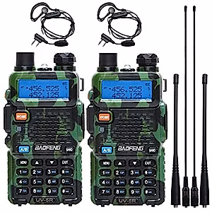 2 Pack Baofeng UV-5R Two Way Radio Camo Portable Ham Radio with 2 Pack 771 Antenna
