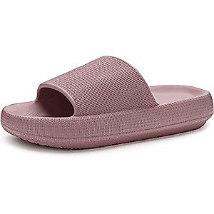 WHITIN Shower Slippers for Women Non Slip Cushioned Slides Size 9 10 Quick Drying Female Floor Outdoor Indoor Fashionable Lightweight Blush 40-41