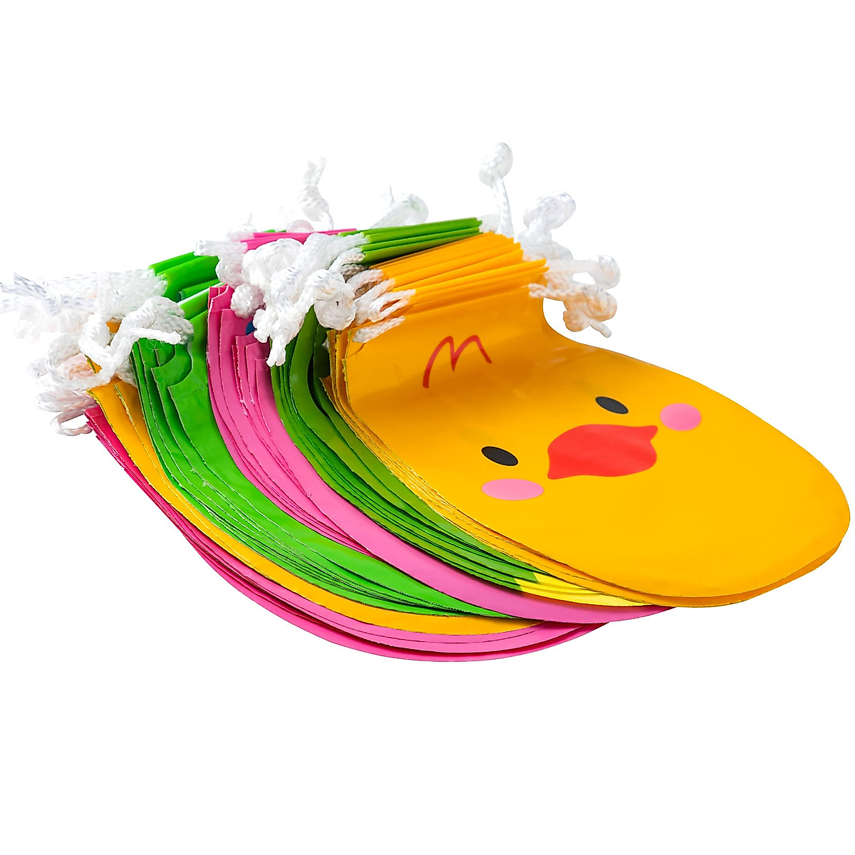 JOYIN 60 Pcs Easter Goodies Bags, Easter Kids Party Supplies, Bunny Draw String Easter Treat Bags for Party Favor and Easter Classroom Prize Supplies