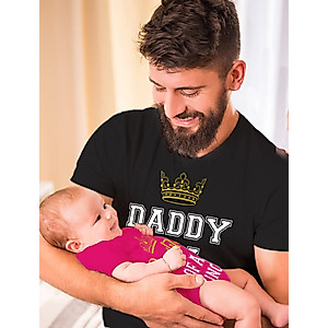 Tstars Daddy of a Princess Daughter of a King Dad and Baby Matching Outfits Gifts for New Dads Fathers Day Shirts Set man Black Large/baby Wow pink Newborn (0-3M)