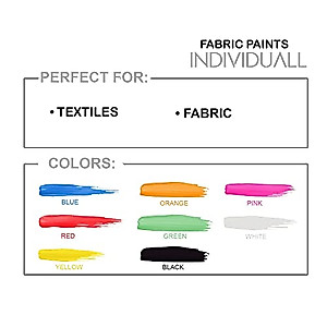 individuall Premium Fabric & Textile Paints Professional Grade Clothing Paint Set Art and Hobby Paints Craft Paint Set with 8 x 20 ml / 0.7 fl oz Vivid Colors For Beginners, Students, & Artists