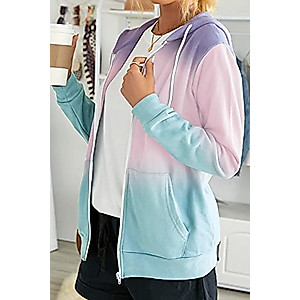 YOCUR Sudaderas Para Mujer Zip Top Womens Hoodie Multicolor Sweatshirt Fall Lightweight Long Sleeve Sweater Purple S
