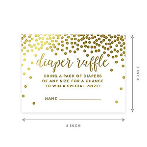 Andaz Press Metallic Gold Confetti Polka Dots Party Collection, Baby Shower Diaper Raffle Cards, 30-pack