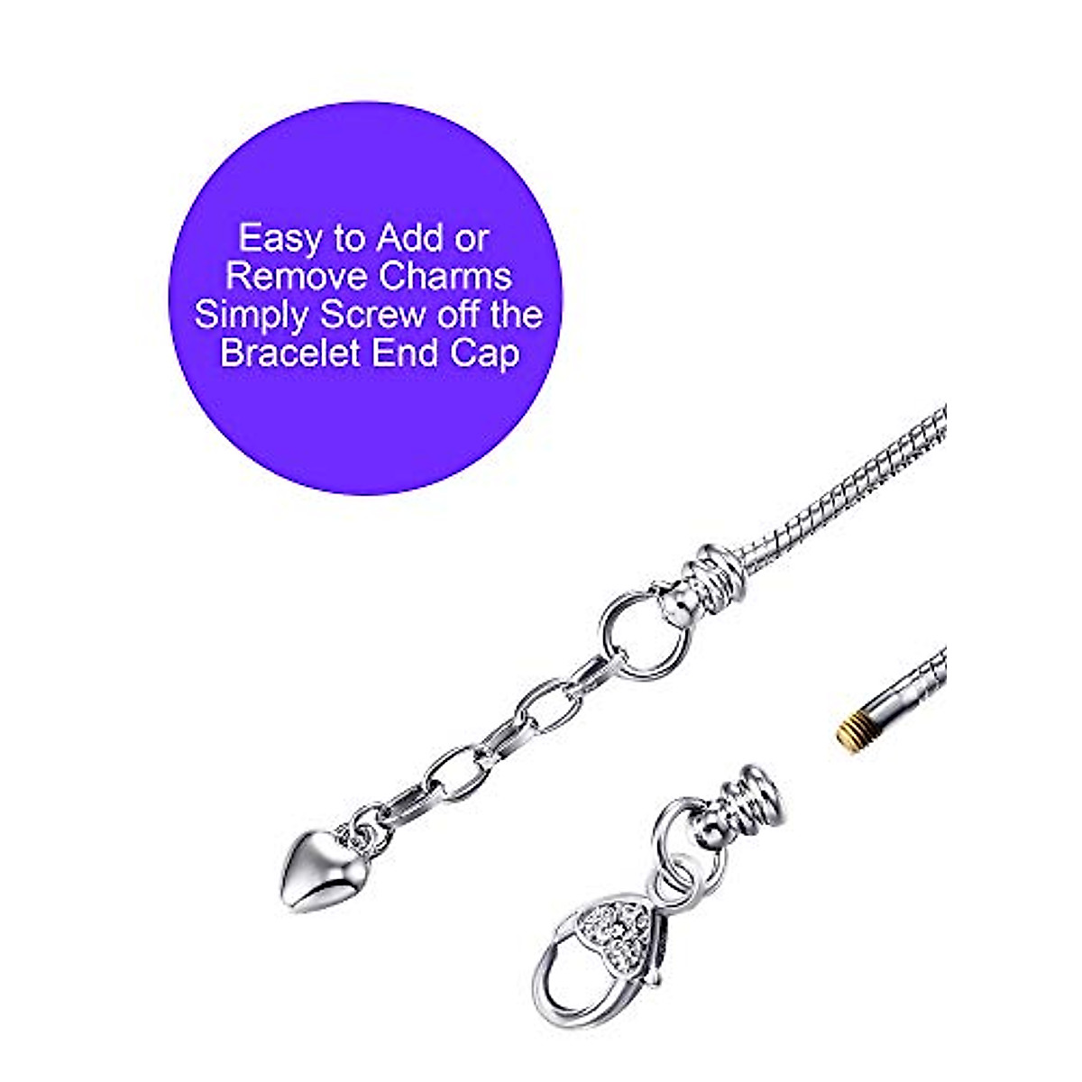 Zhanmai Unicorn Sparkly Crystal Charm Bracelet Bangle with Gift Box Set for Hers Lady