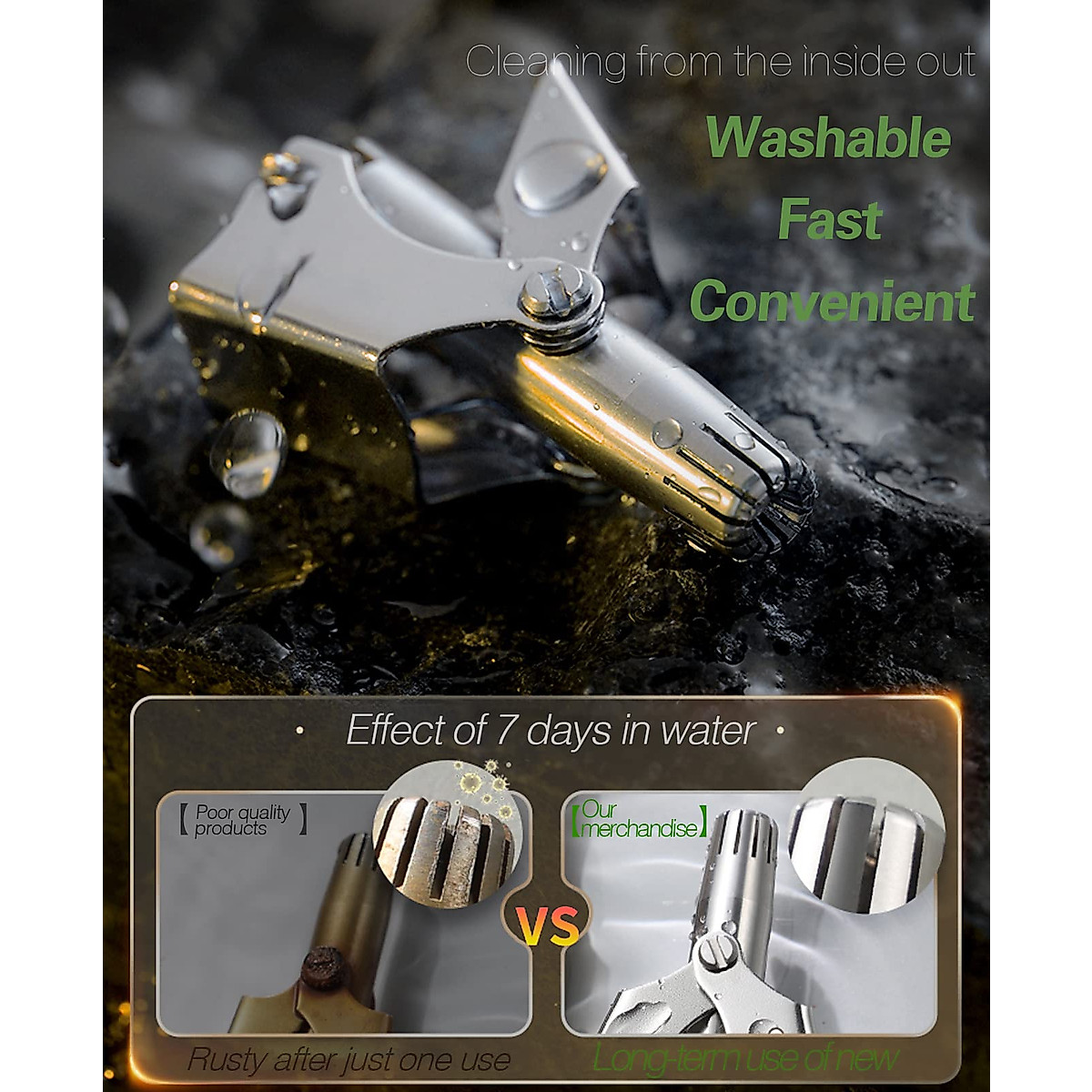 EKE Nose Hair Trimmer, Manual Nose Hair Remover Without Batteries, with 12 Double-Edged Blades, Painless, Waterproof, Easy to Clean and Carry.