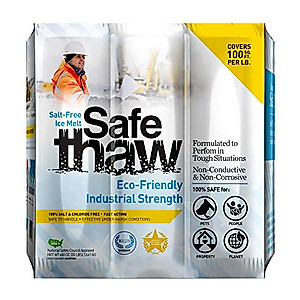 Safe Thaw Industrial Strength 100% Salt/Chloride-Free, Pet/Paw-Safe Snow & Ice Melter and Traction Agent. Use on Concrete, Asphalt, Roofs & On Any Surface, 30 Pound FlexiPail