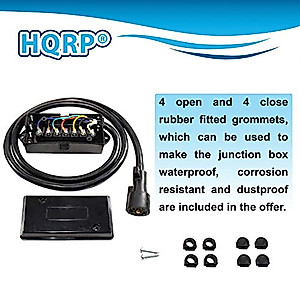 HQRP 7-Way RV Trailer Camper Truck Plug Cord w/ 7-Pole Wiring Junction Box / 7-Pin Inline Harness Cable Blade Wire Connector Towing Wiring Connect Kit - 6ft, Weatherproof and Corrosion Resistant