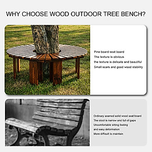 Outdoor Courtyard Bench Wooden Curved Benches Round Park Bench Outdoor Furniture,Solid Wood ​Slatted Seat Fan-Shaped Bench,Garden Tree Bench Backless Bench Patio Half Round Tree Bench Lounge Seating