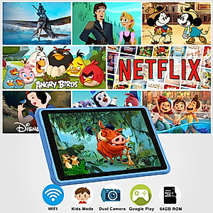 YINOCHE Kids Tablet 8 inch Tablet for Kids 64G Toddler Tablet for Toddlers with Parental Control Children's Tablet with case Included Dual Camera Support YouTube Netflix for Boys (Blue)