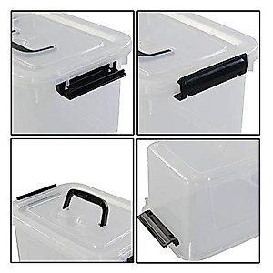 Begale 5 Quart Plastic Small Storage Container, Clear Latch Box with Latches, 4-Pack