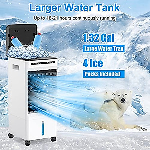 Portable Air Conditioners, 4-IN-1 Air Conditioner Portable for Room with 4 Modes 3 Speeds, 1.32 Gal Water Tank, Portable Ac w/Remote, 7H Timer, 90°Oscillation, Quiet Air Conditioner for Home Office