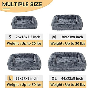 2 in 1 Calming Dog Beds for Large Dogs, Dual Layer Orthopedic Egg Crate Foam & Memory Foam Faux Fur Shag Pet Mattress Warming Rectangle Cuddle Bed Comfy Anti Anxiety, Washable Cover Anti-Slip