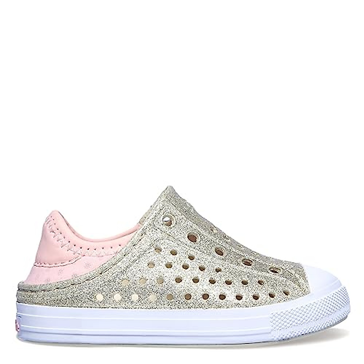 Skechers Girl's Foamies Guzman Steps - Glitter Mist Sneaker, Champagne, 2 Big Kid