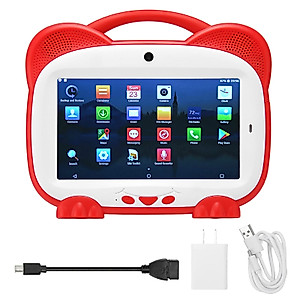 Kids Tablet, US Plug 100‑240V Dual Camera Kids Tablet 5500mAh 7 Inch Support WiFi HD 1080P for Children (Red)
