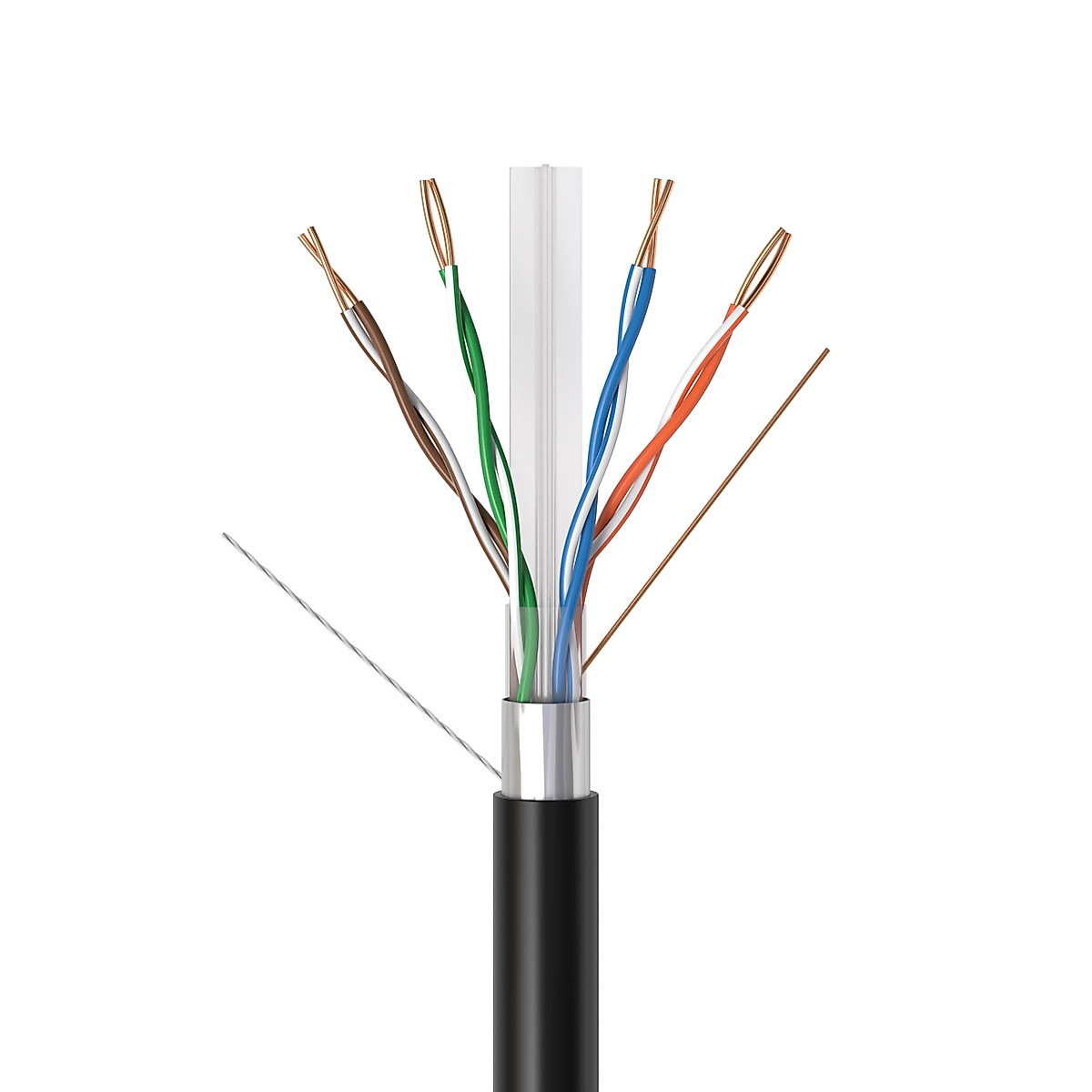 Cables Direct Online CAT6 1000FT Outdoor Weatherproof 23 AWG 550MHz Cable FTP Wire Solid Direct Burial UV (1000FT, FTP (Shielded))