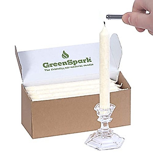 Tall 8-inch Marble Taper Dinner Natural Candles, Clean Burning, Smokeless (16 Count)