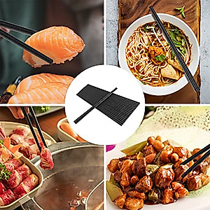Kirecoo 10 Pairs Fiberglass Chopsticks Reusable, Non-Slip Chopsticks, Japanese Style Chopstick, Black Chop Sticks Pack Reusable Dishwasher Safe, 9 1/2 Inches