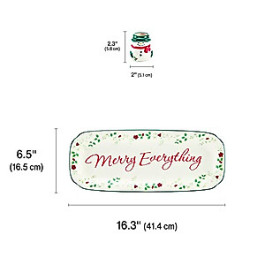 Pfaltzgraff Winterberry Holiday Appetizer Tray with Toothpick Holder, 16.25 Inch, Multicolored