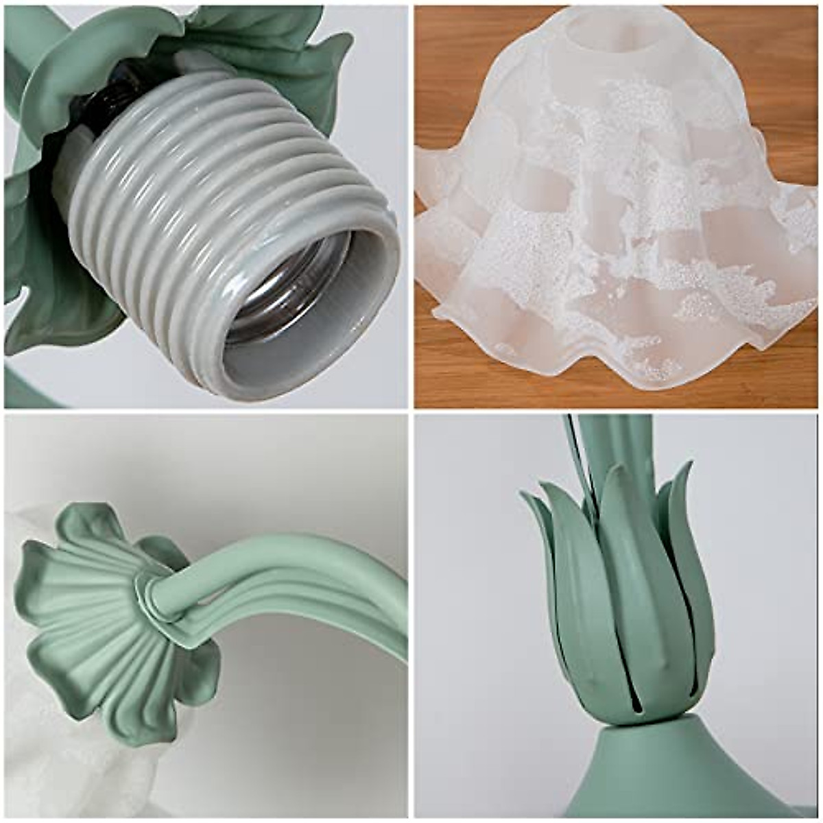 JAJADAH Modern Tiffany Style, Flower Frosted Glass Table Lamp, Lily Pad Base Night Light 110v, White Frosted Patterned Glass Table Lamp Fits for Your Bedside, End Table, Coffee Table, Working Table