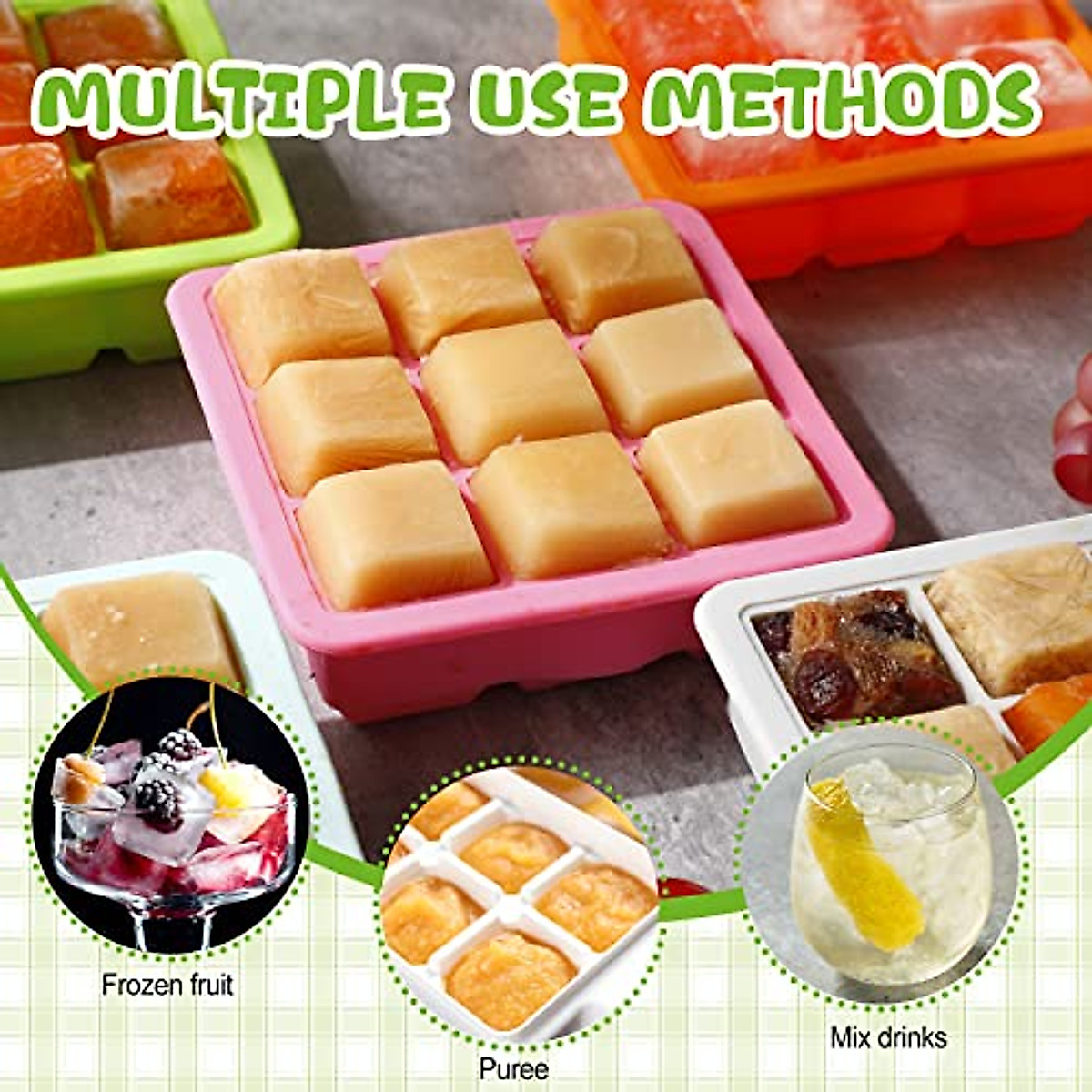 6 Pcs Silicone Baby Food Storage Containers Baby Food Freezer Tray with Lids Silicone Baby Food Freezer Storage Tray Breast Milk Freezer Tray Baby Food Freezer Containers for Baby Food, Fruit Purees
