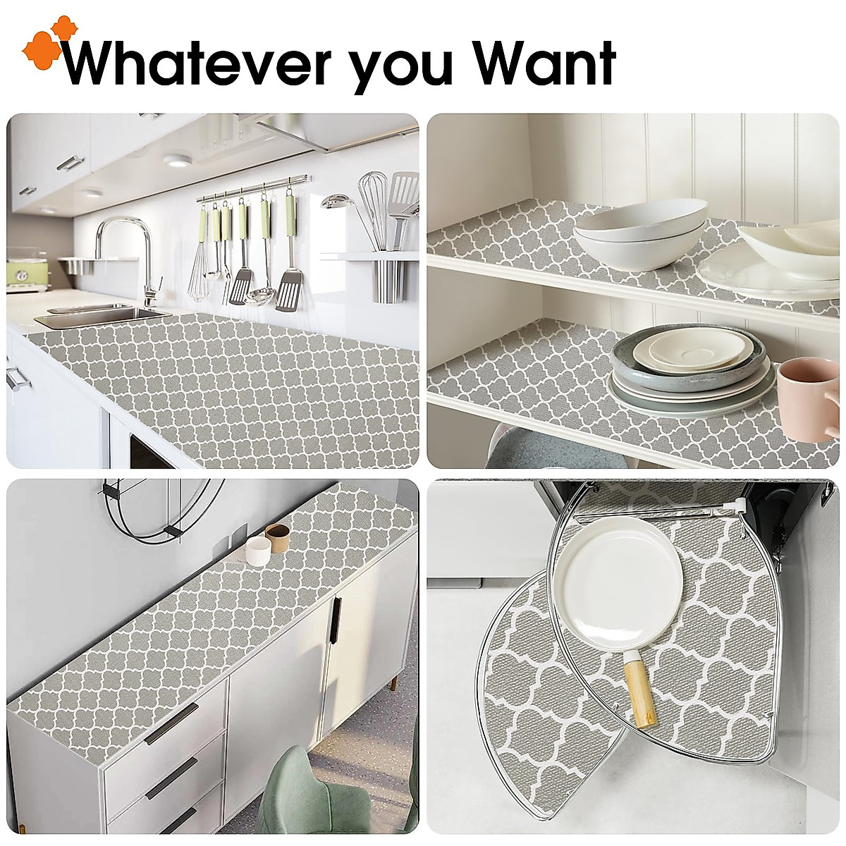 Windimiley Drawer and Shelf Liner for Kitchen Cabinets: Non Slip Fridge Liner Non Adhesive Shelf Paper Washable Reusable Easy to Clean Strong Grip Liner for Cupboard, Dresser Grey (12 in x 10 FT)