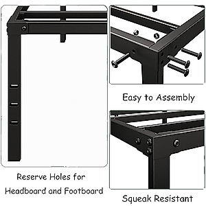 JTPTU 14 Inch Full Size Bed Frame,Metal Platform Bed Frame Full Size No Box Spring Needed, Noise Free,Heavy Duty Steel Slat Support, Easy Assembly,Non Slip Black Full Bed Frame