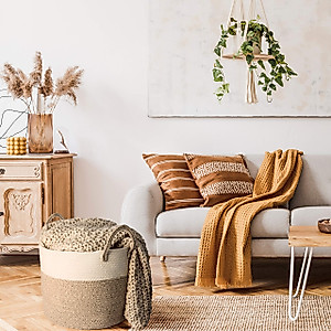 Shu Baby Woven Storage Basket - Large Cotton Rope Basket with Long Handles, Foldable Laundry Hamper, Toy Bin and Decorative Hamper (brown)