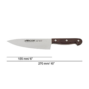 ARCOS Atlantico Series Chef Knife - 6" Nitrum Stainless Steel Blade with Rosewood Brown Handle - Elegant and Durable Design (7"). Atlantico Series. Color Brown
