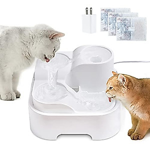 GJEASE Cat Water Fountain, Ultra Silent Cat Fountain 2.8L/94oz, with LED Light, Activated Carbon Filter