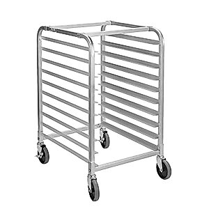 HALLY SINKS & TABLES H Bun Pan Rack 10 Tier with Wheels, Commercial Bakery Racking of Aluminum for Full & Half Sheet - Kitchen, Restaurant, Cafeteria, Pizzeria, Hotel and Home, 26" L x 20" W x 38" H
