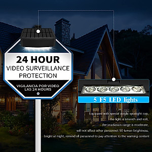 OOSSXX Solar Power Deck LED Light Clip-On Yard Security Sign Spotlight (Large Capacity Battery, Max14 Hours Working)