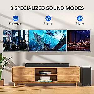 LARKSOUND 2.1 Sound Bar with Subwoofer, Soundbar for TV, Surround Sound System with Bluetooth/HDMI ARC/Optical/AUX/USB, 31 Inch