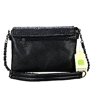 Sibalasi Women Gothic Purse Skull Crossbody bag Rivet Practical Black Shoulder Handbag Halloween purses (A)