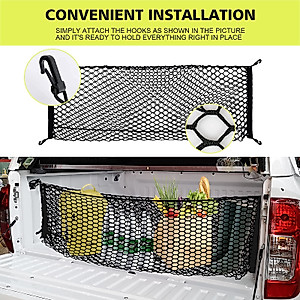 KARCOCA Truck Bed Cargo Net for Trunk Storage，Mesh Storage Cargo Trunk Organize Grocery Holder，Cargo Net for Pickup Truck Bed Automotive Cargo Nets