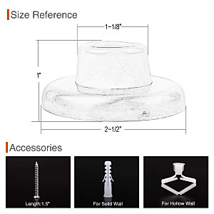 KOVOSCH Concave Wall Door Bumper Stop Black – 2-1/2” Outside Diameter Stainless Steel Cover with 1-1/8” Black Rubber Bumper – Easy to Install with Screw