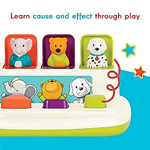 Battat – Cause-and-Effect Toy – Developmental Toy with Buttons & Colors – Color Sorting Animal Toys – for Kids, Toddlers, Babies – 18 Months + – Pop-Up Pals