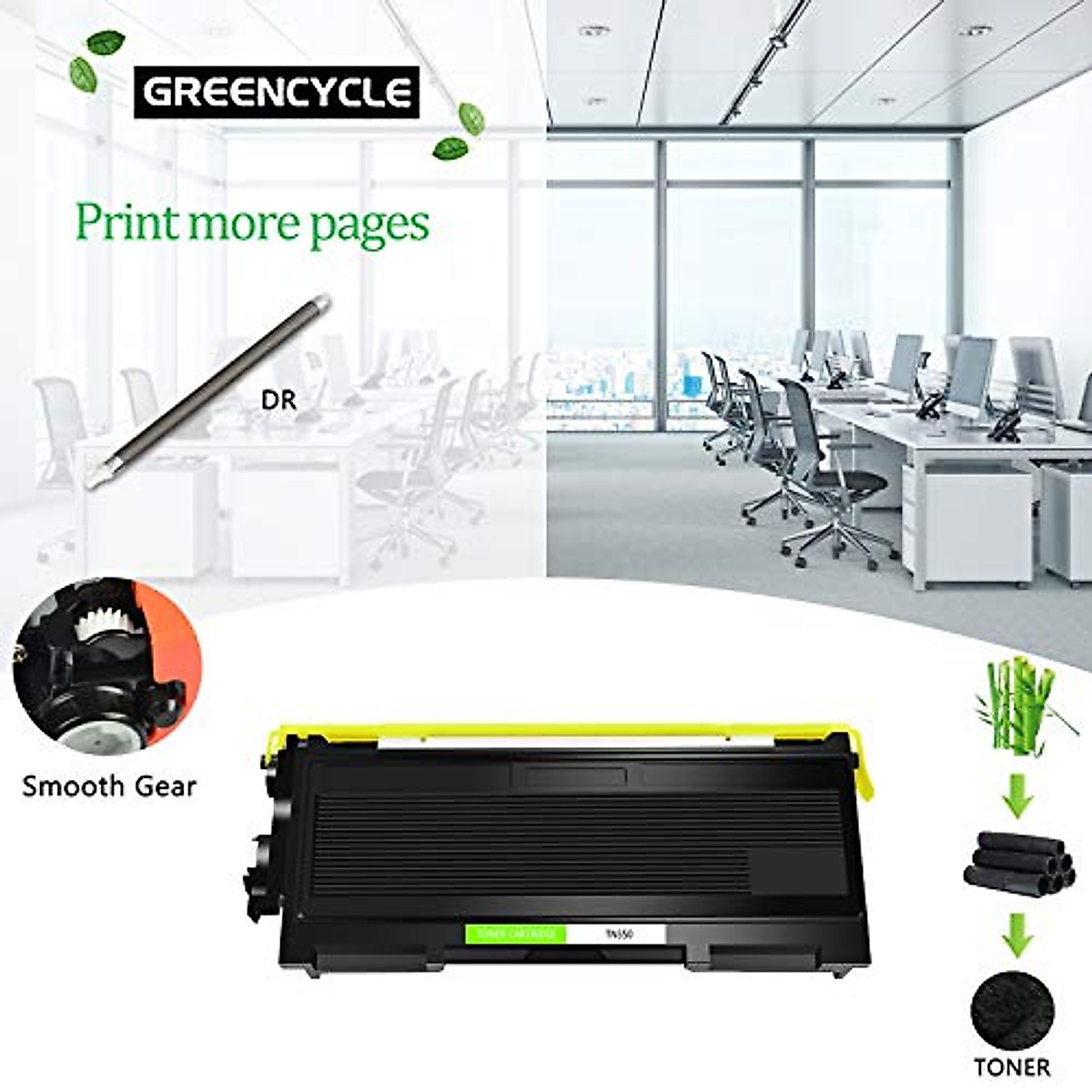 greencycle 2 Pack Toner and Drum Combo Set 1 PK TN350 + 1 PK DR350 Compatible for Brother Intellifax 2820 2850 2920 HL-2070N 2070NR 2040 DCP-7020 MFC-7820n Series Laser Printer