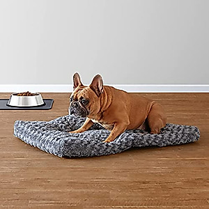 Amazon Basics Plush Pet Bed and Dog Crate Pad, Small, 29 x 21 x 3 Inches, Gray Swirl