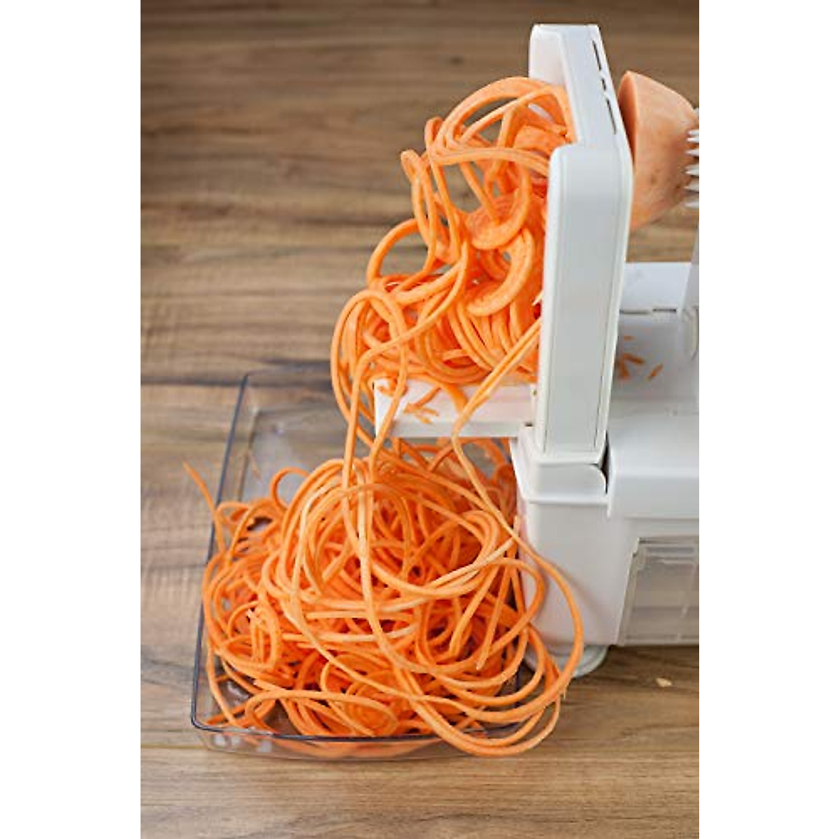 Paderno World Cuisine A4982807 8-Cut Collapsible Spiralizer, Folding 7-Blade, White